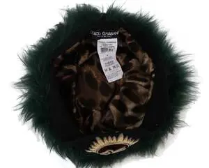 Dolce & Gabbana Fur Cloche Hat With Embroidered Logo