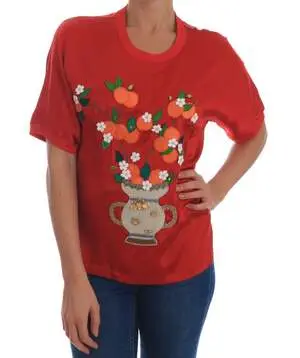 Dolce & Gabbana Silk Floral Applique Blouse