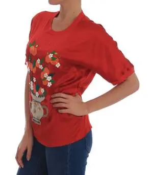 Dolce & Gabbana Silk Floral Applique Blouse
