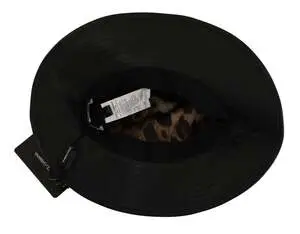Dolce & Gabbana Leather Wide Brim Hat With Dg Coin And Crystal Details