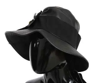 Dolce & Gabbana Leather Wide Brim Hat With Dg Coin And Crystal Details