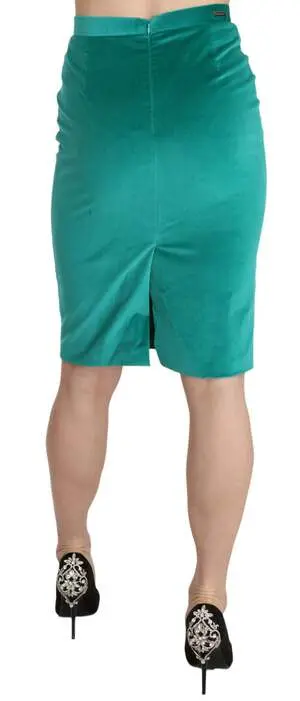 GF FERRE Solid Twill Knee Length Pencil Skirt