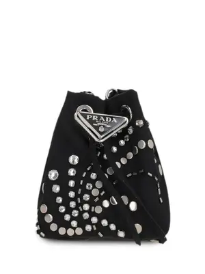 Prada Logo-appliqué Studded Bucket Bag