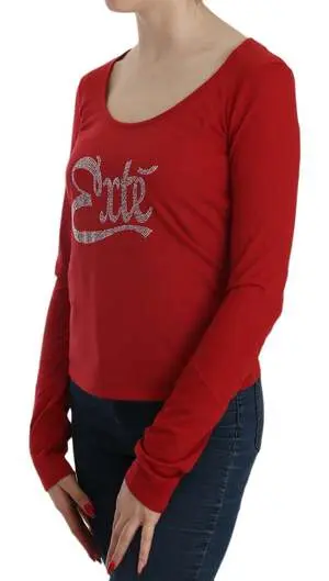 EXTE Crystal Embellished Long Sleeve Blouse - Red