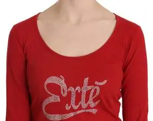 EXTE Crystal Embellished Long Sleeve Blouse - Red