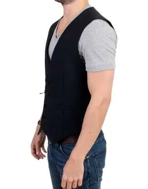 Costume National Striped Cotton Blend Casual Vest
