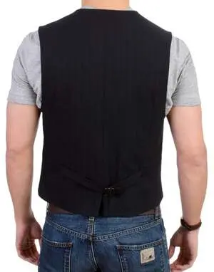 Costume National Striped Cotton Blend Casual Vest