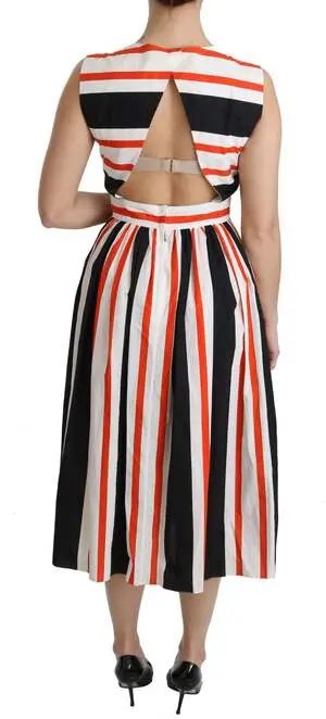 Dolce & Gabbana Striped A-line Pleated Midi Dress