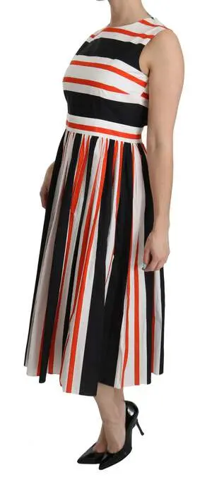 Dolce & Gabbana Striped A-line Pleated Midi Dress