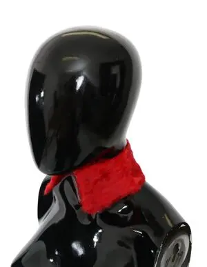 Dolce & Gabbana Fur Neck Collar Wrap Lambskin Scarf - Red
