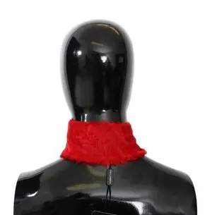 Dolce & Gabbana Fur Neck Collar Wrap Lambskin Scarf - Red