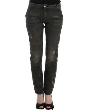Costume National Distressed Straight Leg Jeans - Gray