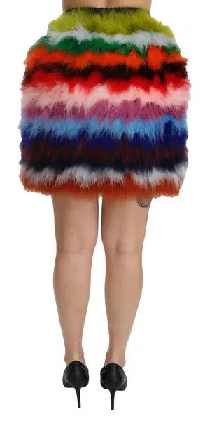 Dolce & Gabbana High Waist Feather Mini Skirt