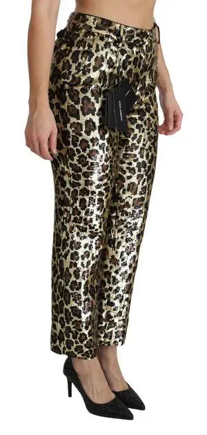 Dolce & Gabbana High Waist Leopard Sequined Pants