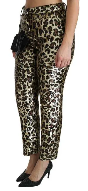 Dolce & Gabbana High Waist Leopard Sequined Pants