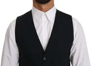 Dolce & Gabbana Wool Waistcoat Formal Gilet Vest - Blue