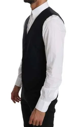 Dolce & Gabbana Wool Waistcoat Formal Gilet Vest - Blue