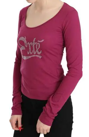 EXTE Crystal Embellished Long Sleeve Top - Pink