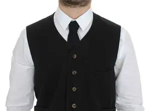 Dolce & Gabbana Cotton Blend Single Breasted Vest - Black