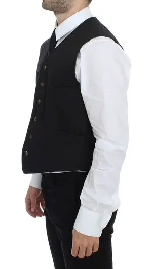 Dolce & Gabbana Cotton Blend Single Breasted Vest - Black