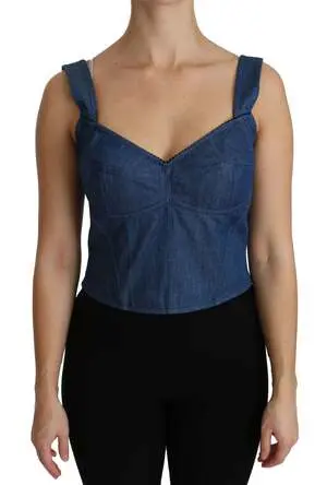 Dolce & Gabbana Sleeveless Bustier Cotton Blend Top