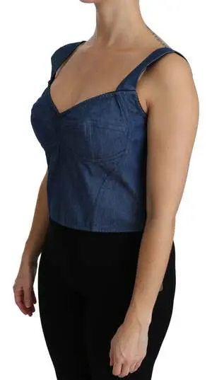 Dolce & Gabbana Sleeveless Bustier Cotton Blend Top
