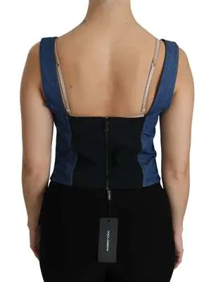 Dolce & Gabbana Sleeveless Bustier Cotton Blend Top