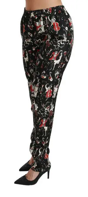 Dolce & Gabbana Printed Silk Trousers - Black
