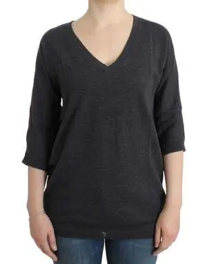 Costume National Orange V-neck Short Sleeve Sweater