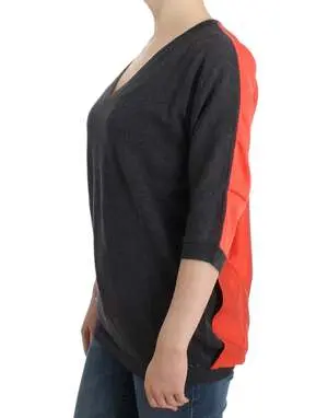 Costume National Orange V-neck Short Sleeve Sweater