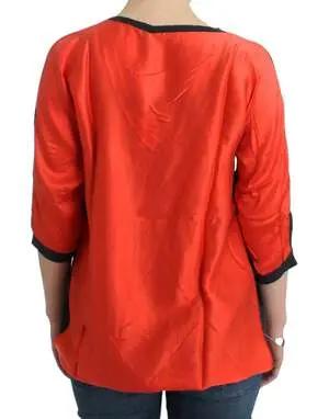Costume National Orange V-neck Short Sleeve Sweater