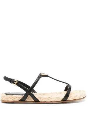 Prada Enamel Triangle-logo Flats - Nero