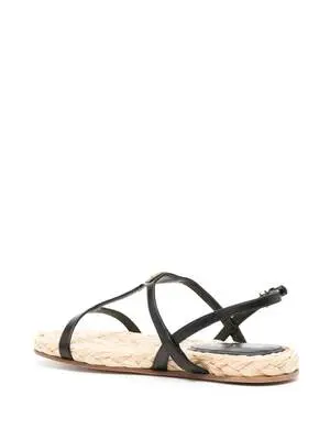 Prada Enamel Triangle-logo Flats - Nero
