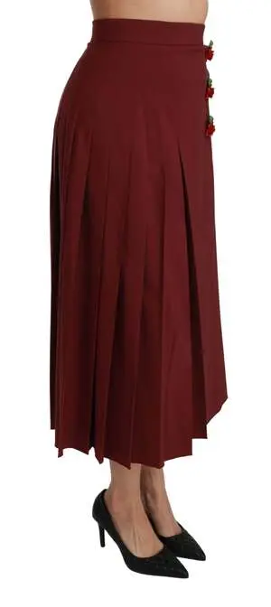 Dolce & Gabbana High Waist Pleated Maxi Wool Skirt
