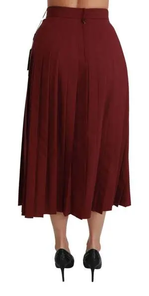Dolce & Gabbana High Waist Pleated Maxi Wool Skirt