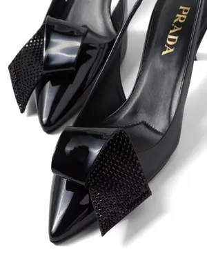 Prada 55mm Crystal-embellished Slingback Pumps - Nero