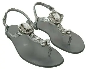 Dolce & Gabbana Crystal Embellished Sandals - Silver