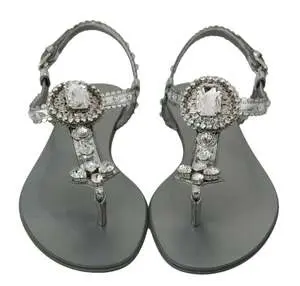 Dolce & Gabbana Crystal Embellished Sandals - Silver