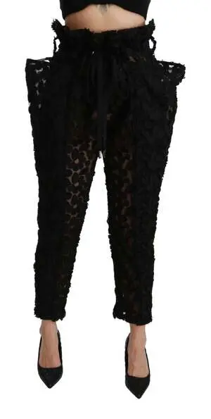 Dolce & Gabbana Floral Lace High Waist Tapered Pants