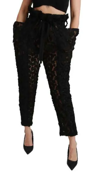 Dolce & Gabbana Floral Lace High Waist Tapered Pants