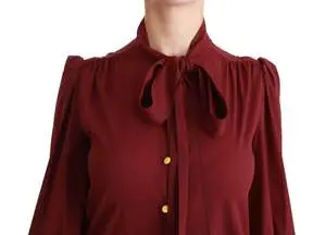 Dolce & Gabbana Long Sleeve Silk Shirt Blouse Top - Maroon