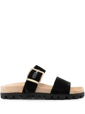 Miu Miu Suede Buckle Slides