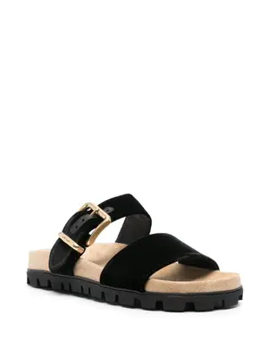 Miu Miu Suede Buckle Slides