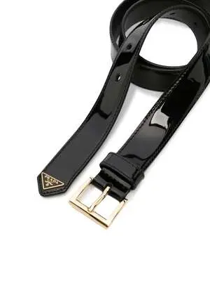 Prada Logo-plaque Patent Leather Belt - Nero