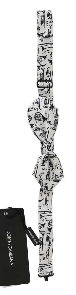 Dolce & Gabbana Instruments Print Bow Tie - White