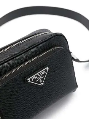 Prada Enamel-logo Messenger Bag - Nero