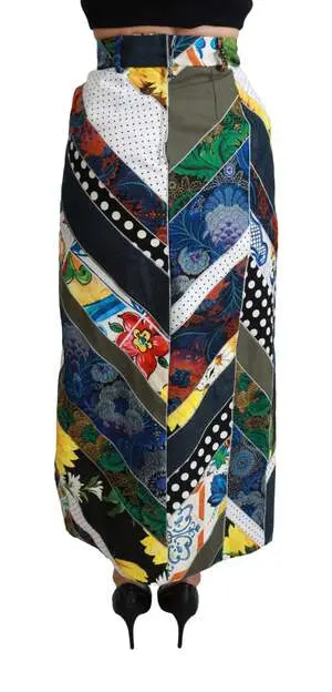 Dolce & Gabbana Silk Geometric High Waist Maxi Skirt