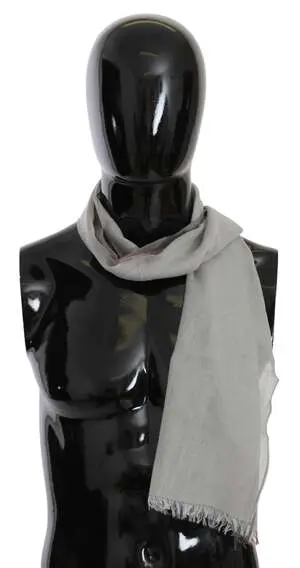 Costume National Fringe Neck Wrap Cotton Scarf - Gray