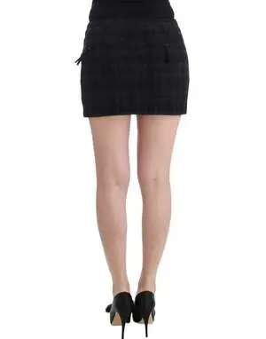 Costume National Wool Blend Checked Mini Skirt - Red