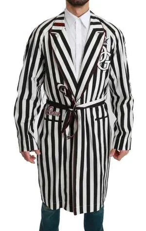 Dolce & Gabbana Belted Cotton Robe Nightgown - White